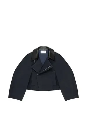 Givenchy Short Cotton And Wool Coat With Leather Collar