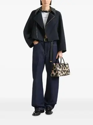 Givenchy Short Cotton And Wool Coat With Leather Collar