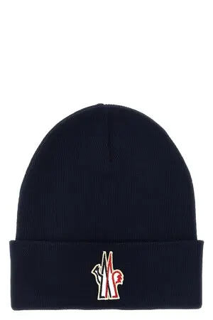 Moncler Logo Patch Beanie - Blue