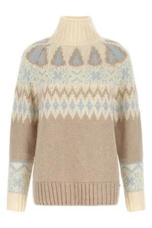 Herno Wool And Cashmere Sweater With Intarsia - Beige
