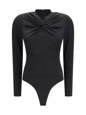 NISSA Long-sleeve Bodysuit With Twist Detail - Black