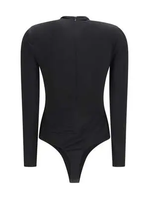NISSA Long-sleeve Bodysuit With Twist Detail - Black