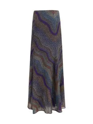 Missoni Sequined Chevron Lamé Viscose Long Skirt - Multicolor