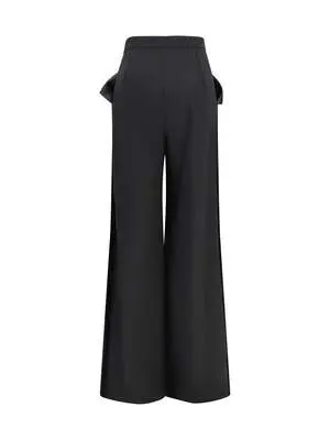 NISSA Wide-leg Wool-blend Pants