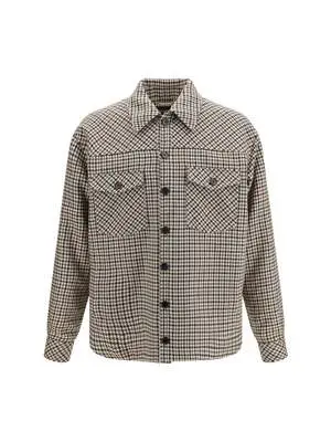 Dolce & Gabbana Quilted Houndstooth Wool Jacket - Brown