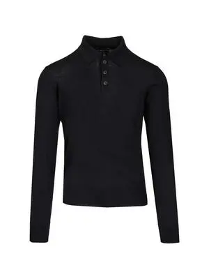 Emporio Armani Long-sleeve Polo-collar Sweater - Black
