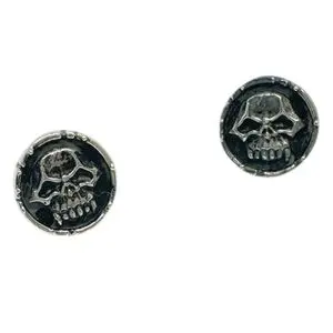 TG-JEWELLERY BY TAMARA GERVASIO Black / Silver Medaglie Skull Stud – Sterling Silver, Handcrafted Black/silver