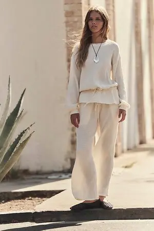Free People Neva Waffle Pant Set - Moonglow