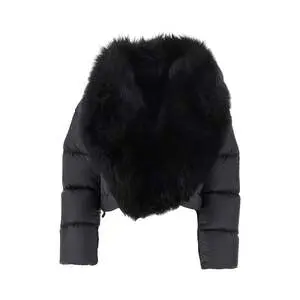 Gucci Cropped Down Jacket With Hearling Collar