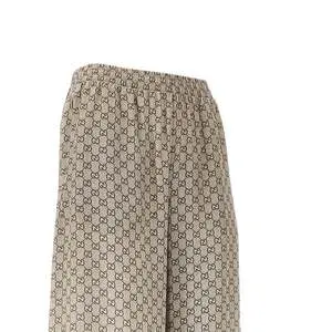 Gucci Gg Silk Wide-leg Pants - Beige