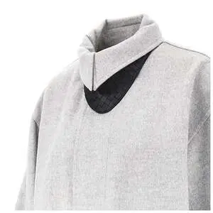 Bottega Veneta Double Coat With Intrecciato Leather Strap - Grey