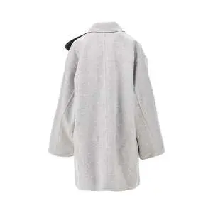 Bottega Veneta Double Coat With Intrecciato Leather Strap - Grey