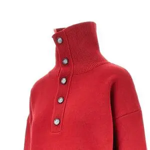 AMI Paris Buttoned High-neck Wool Sweater Woan