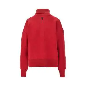 AMI Paris Buttoned High-neck Wool Sweater Woan