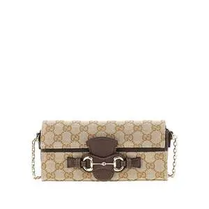 Gucci Gg Canvas Clutch With Horsebit Detail
