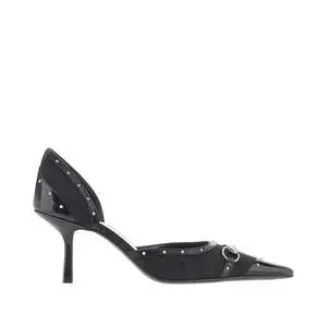 Gucci Gg Canvas And Leather 'savoy' Pumps - Black