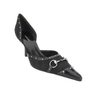 Gucci Gg Canvas And Leather 'savoy' Pumps