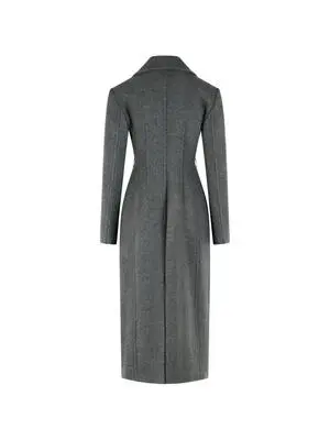 Sportmax Chevron-effect Virgin Wool Breasted Coat - Black