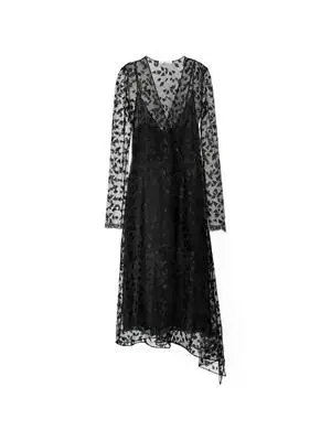Fendi Geometric-lace Asymmetric Midi Dress