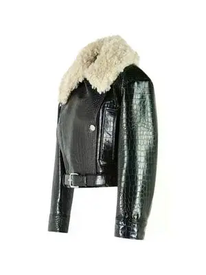 Sportmax Crocodile-effect Biker Jacket
