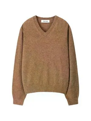 TONYWACK Shaggy Dog V-neck Knitted Sweater - Brown