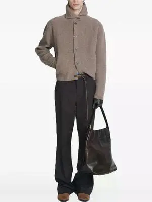 TONYWACK Ribbed-knit Button-up Sweater - Neutrals