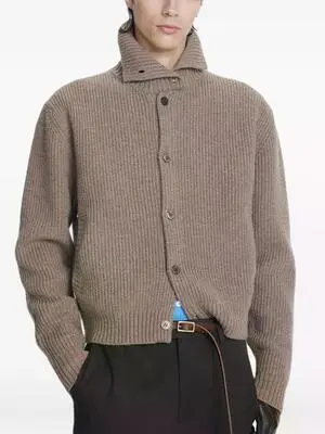 TONYWACK Ribbed-knit Button-up Sweater - Neutrals