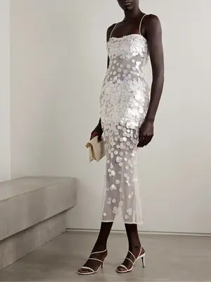 Retrofete Embellished Tulle Midi Dress