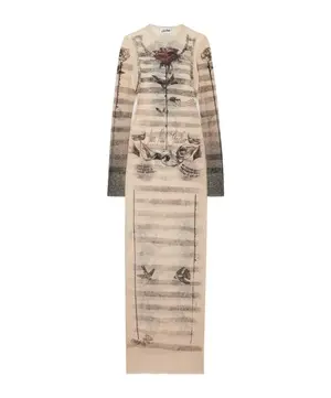 JEAN PAUL GAULTIER Printed Mesh Maxi Dress