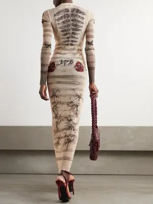 JEAN PAUL GAULTIER Printed Mesh Maxi Dress