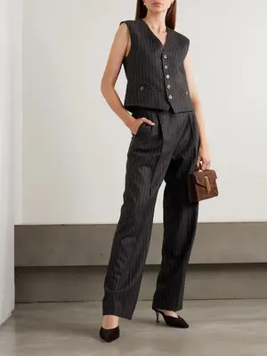 BLAZÉ MILANO Pinstriped Wool And Cashmere-blend Vest