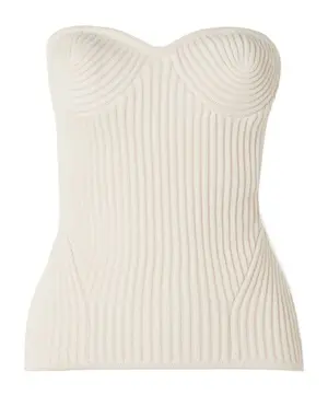 JEAN PAUL GAULTIER Paneled Ribbed Wool-blend Bustier Top - No