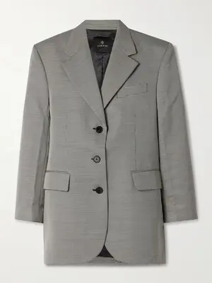 ANINE BING Sara Houndstooth Wool-blend Blazer - No
