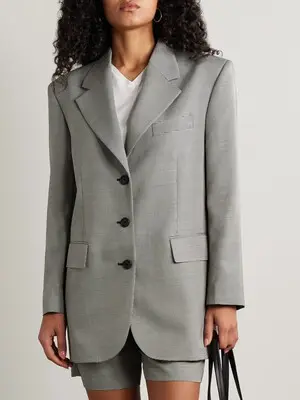 ANINE BING Sara Houndstooth Wool-blend Blazer - No