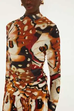 Farm Rio Sheer Printed Long-sleeve Top