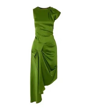 Victoria Beckham Draped Satin Midi Dress - No