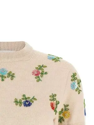Rabanne Beaded Floral Knitted Top