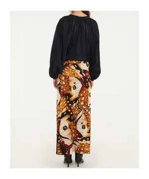 Farm Rio Butterfly Print Midi Skirt