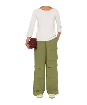 D.exterior V-neck Long Sleeve Top