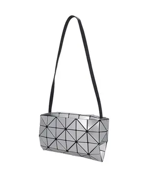 Issey Miyake Geometric Patchwork Glossy Diamond-quilt Shoulder Bag - Gray