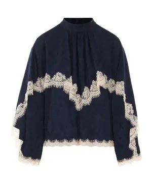 Sea Lace-trimmed Jacquard Shirt