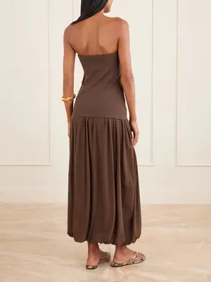 ST. AGNI Ribbed Pleated Jersey Midi Dress