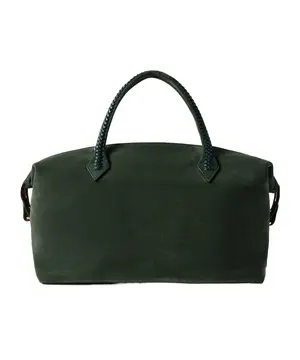METIER Medium Braided Leather-trimmed Suede Tote - Black