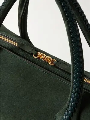 METIER Medium Braided Leather-trimmed Suede Tote