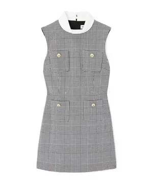 SELF-PORTRAIT Sleeveless Prince Of Wales Check Mini Dress - Gray