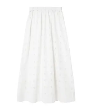 Posse Peggy Broderie Anglaise Cotton-poplin Midi Skirt - No