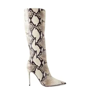 Paris Texas Snake-effect Leather Knee Boots