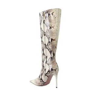 Paris Texas Snake-effect Leather Knee Boots