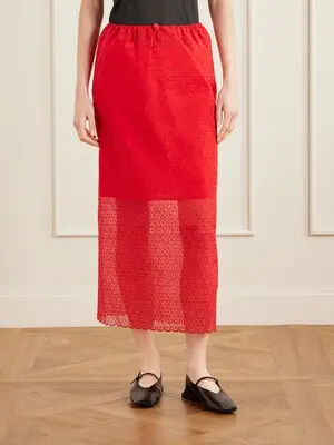 Cecilie Bahnsen Embroidered Tulle Midi Skirt