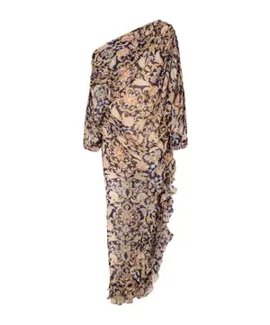 Zimmermann One-shoulder Gathered Printed Crepe Maxi Dress - Nude